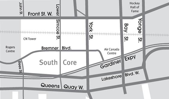 Południowo-główny Toronto mapa - mapa Południowej jądra Toronto (Kanada)